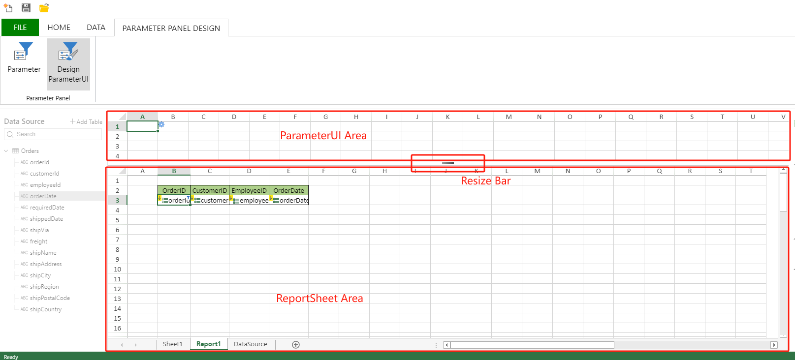 Parameter UI | JavaScript Spreadsheet | SpreadJS