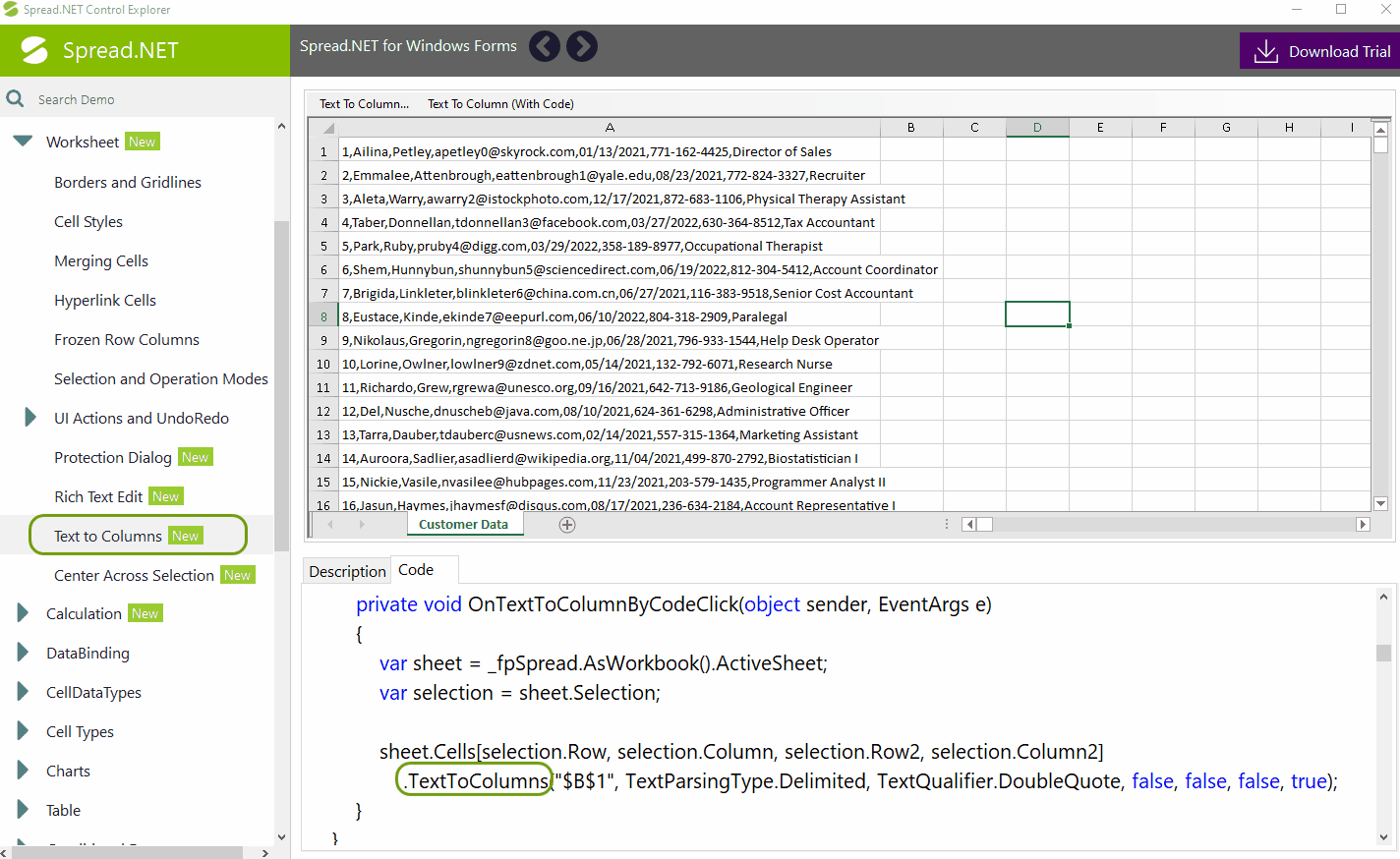 How To Split Text To Columns In Excel Xlsx Using C And Vbnet Spreadnet