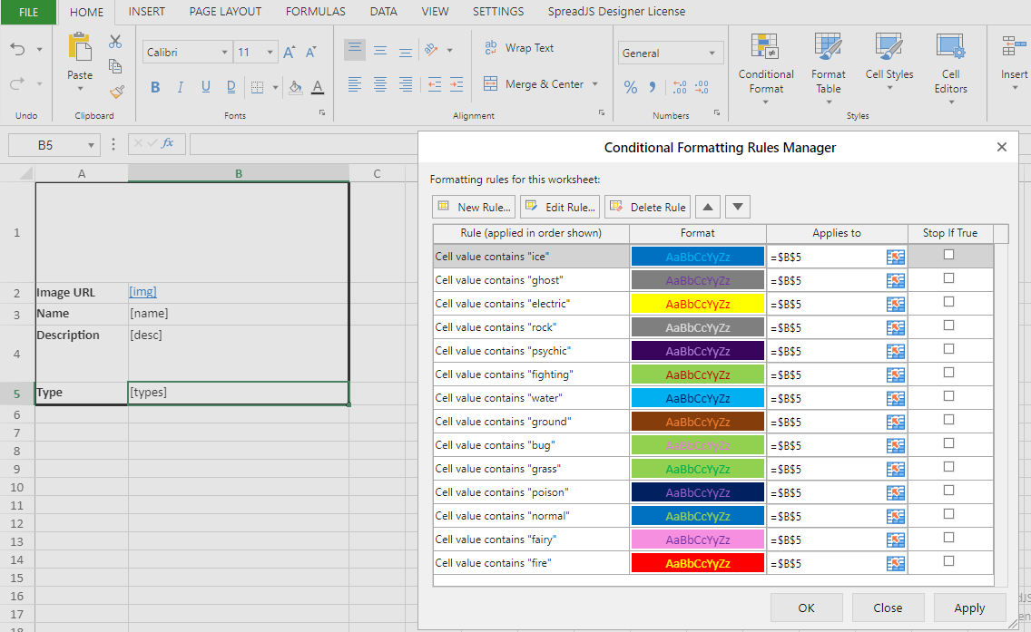 How To Use Range Template Cell Types In A Javascript Spreadsheet Application Spreadjs