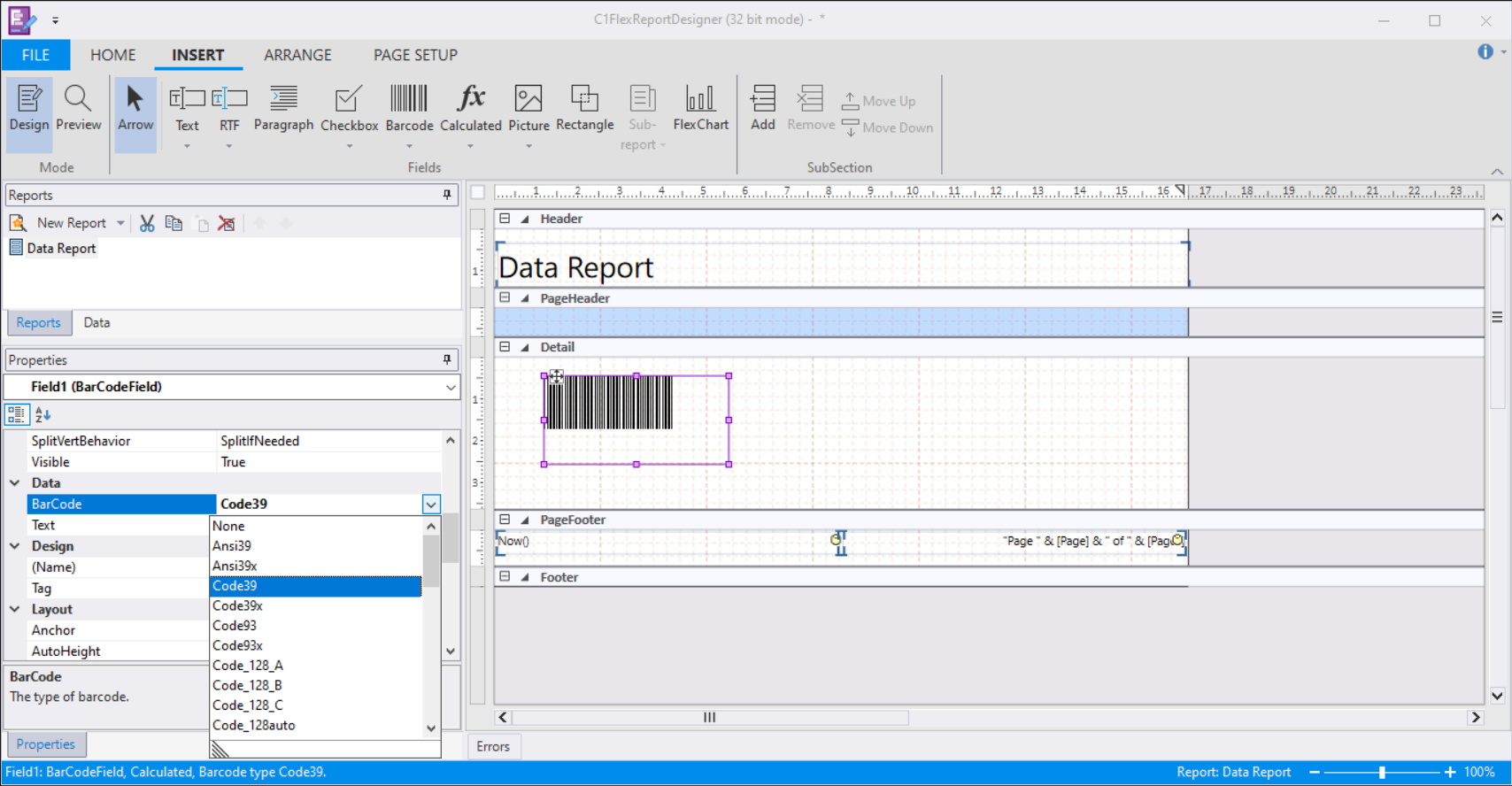 Working With Barcodes In Net Using Flexreport Componentone 0123