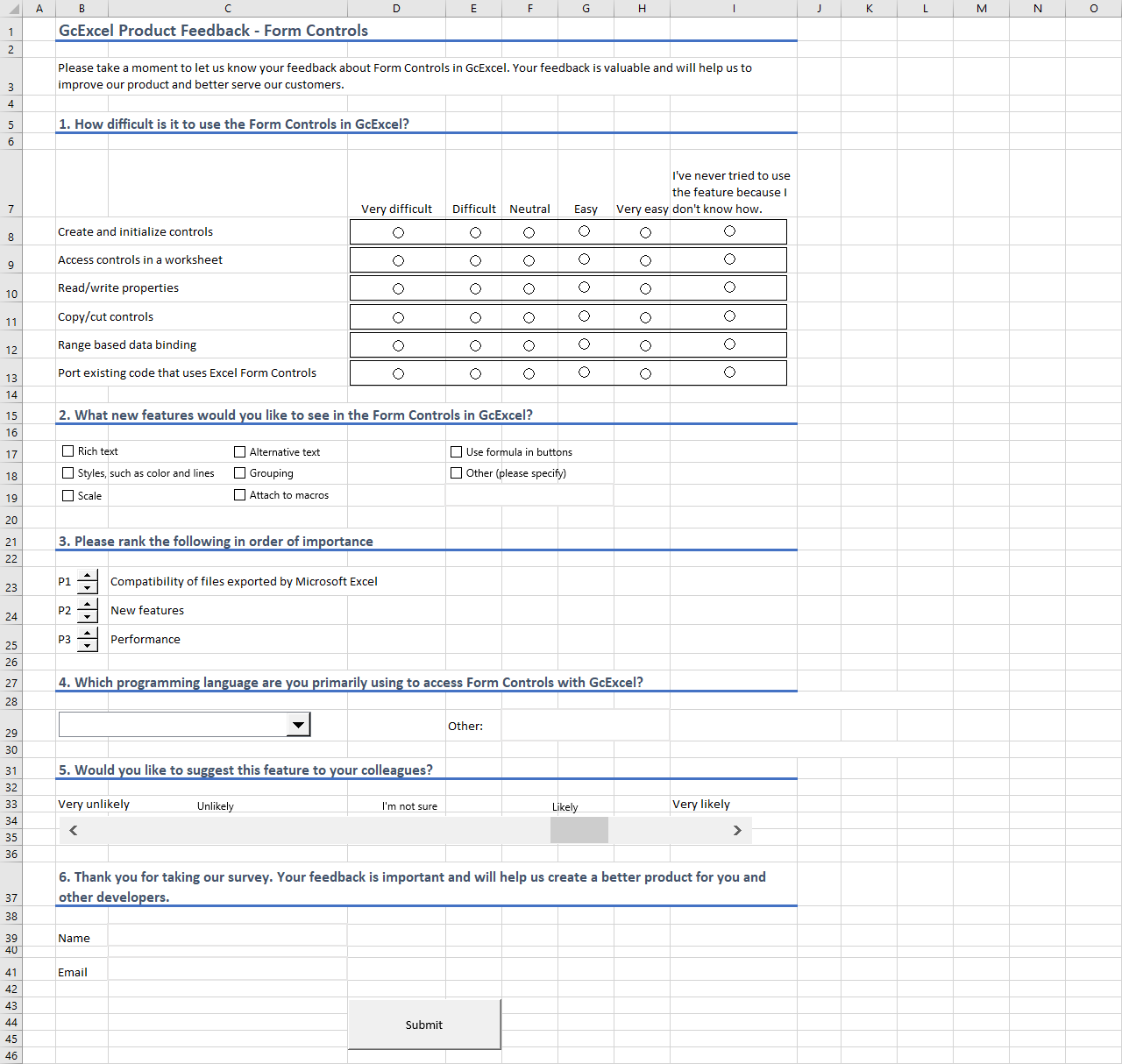 Programmatically Add Form Controls To Excel Spreadsheets In Net C Vb Java Gcdocuments